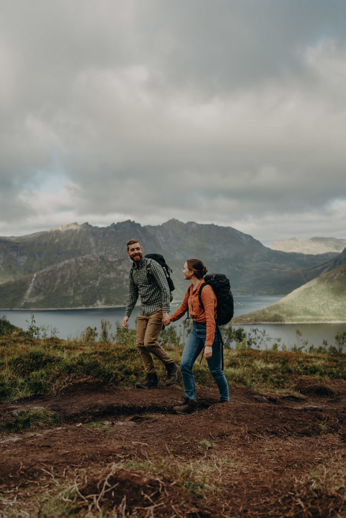 Hiking Engagement Session in Senja, Norway